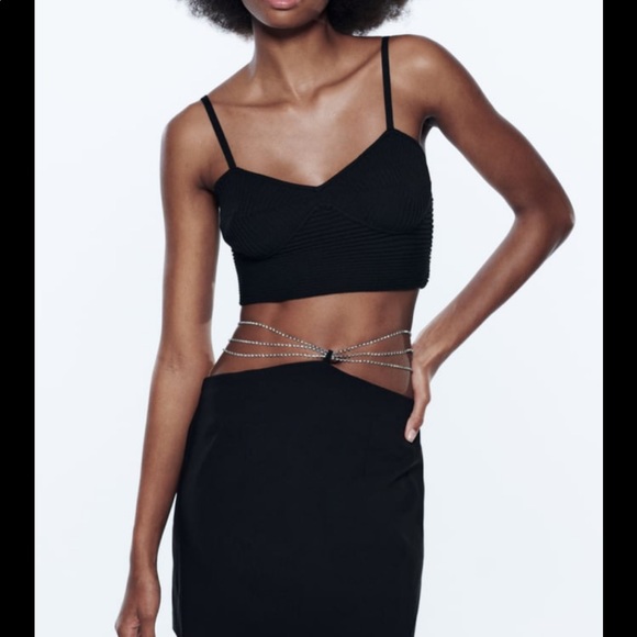 Zara | Skirts | Zara Shiny Waist Chains Mini Skirt | Poshmark